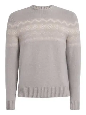 Eleventy Cashmere-blend Jacquard Sweater - Beige