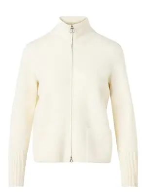 Akris Cashmere Pique Knit Cardigan - Ecru