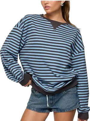 EDIKTED Striped Sweatshirt - Blue