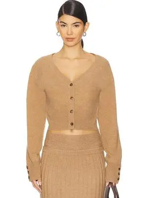 Naadam Cashmere Cinched Waist Cardigan - Heathered Camel