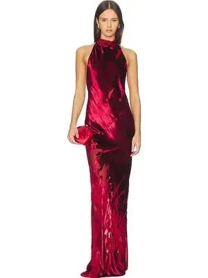 THE SEI Halter Bias Gown - Ruby