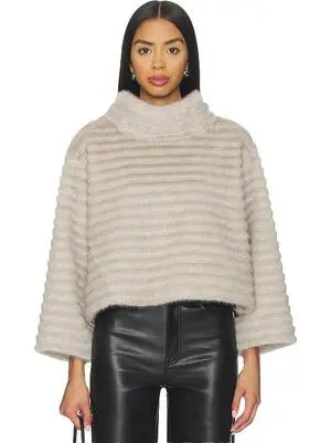 Jocelyn Faux Mink Pullover Sweatshirt - Pearl