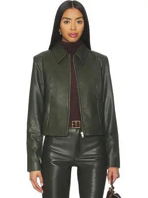 LAMARQUE Oceana Leather Jacket - Dark Olive
