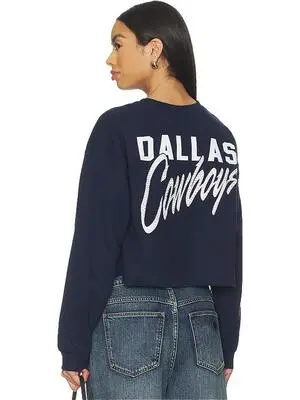 Junk Food Cowboys Bling Crop Crew Sweatshirt - Navy