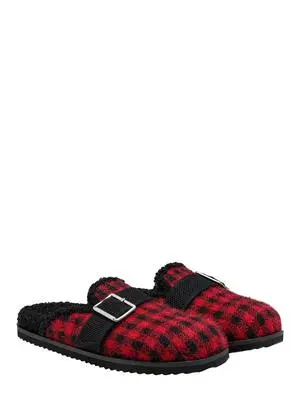 Vivaia Round-Toe Wool Slippers Ruby Red Plaid