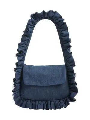 BAGGY LONDON Baguette Flap Shoulder Bag - Denim