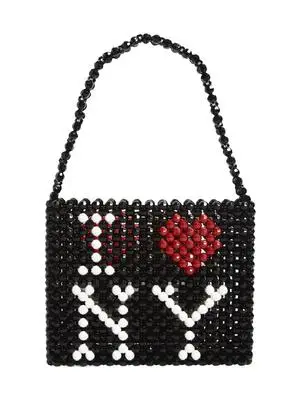 SUSAN ALEXANDRA I Love Ny Beaded Top Handle Bag - Black