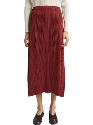 Issey Miyake Monthly Colors October Pleated Midi Skirt - Brown Red