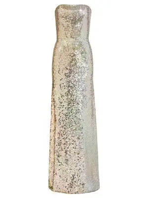 Jenny Packham Sequin-embellished Strapless Maxi Dress - Neutrals