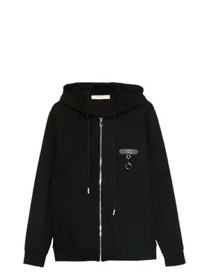 YES LONDON Logo Patch Zip-up Hoodie - Black