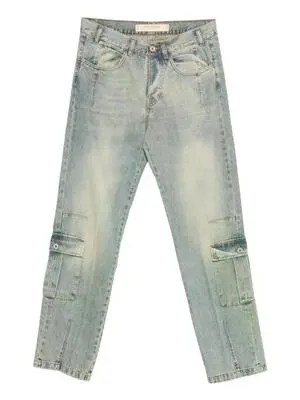 YES LONDON Whiskering-effect Cargo Jeans - Blue