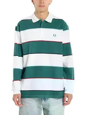 Fred Perry Striped Long-sleeve Polo Shirt - Green