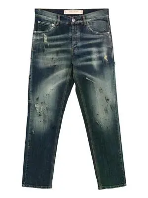 YES LONDON Whiskering-effect Jeans - Blue