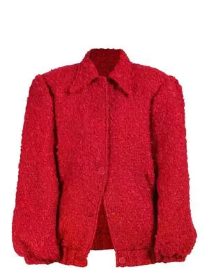 ROWEN ROSE Button-fastening Tweed Jacket - Red