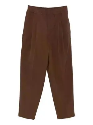 YES LONDON Elasticated-waist Pleated Trousers - Brown