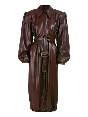 ROWEN ROSE Belted Buttoned Coat - Brown