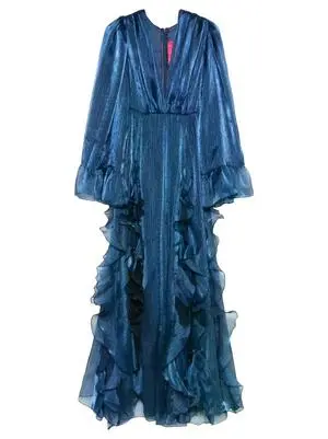 MIAU BY CLARA ROTESCU Ruffled Costa Dress - Blue