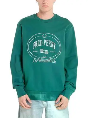 Fred Perry Graphic Crew-neck Sweatshirt - Green