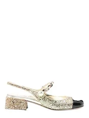 MIU MIU 35mm Glittered Slingback Pumps