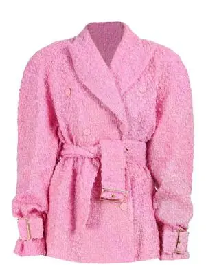 ROWEN ROSE Double-breasted Belted Jacket - Pink