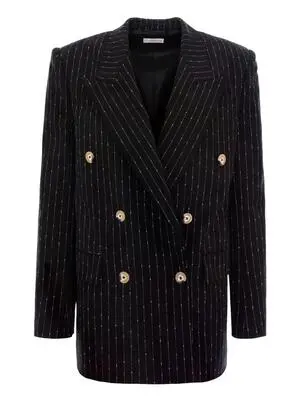 CUANNA Pinstripe Double-breasted Blazer - Black