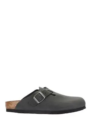 BIRKENSTOCK Boston Buckle Leather Mules - Black