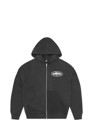 CORTEIZ Puff-print Zip-up Hoodie - Black