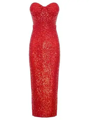 CUANNA Karlie Sequin-embellished Midi Dress - Red