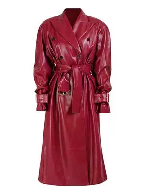 ROWEN ROSE Double-breasted Belted Coat - Red