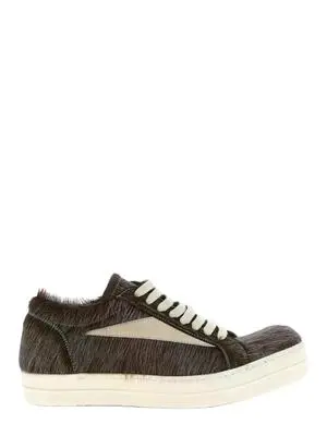 Rick Owens Leather Fur-appliqué Sneakers - Brown