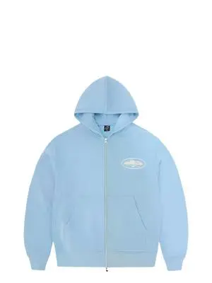 CORTEIZ Puff-print Zip Hoodie - Blue
