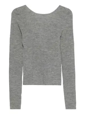 TELA Scoop-back Long Sleeve Top - Grey