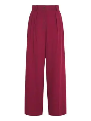 JOSEPH Virgin Wool Voile Forest Trousers - Red