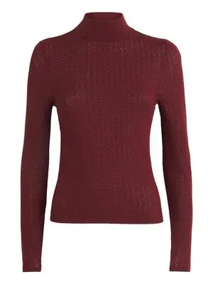 Alice + Olivia Pointelle Lanie Top - Burgundy
