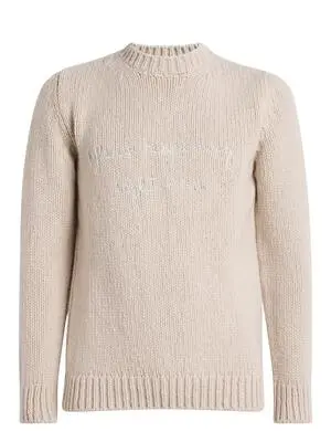 Eleventy Wool Embroidered Sweater - Beige