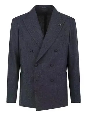 Tagliatore Herringbone Double-breasted Jacket - Blue