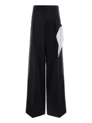 CUANNA Wide Leg Stripe-detail Trousers - Black