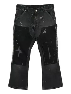 SAINT MXXXXXX Patchwork Bootcut Jeans - Black