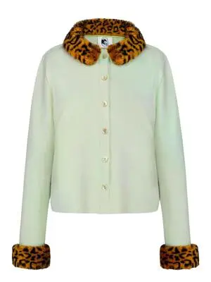 Sleeper Carmela Animal-print Collar Cardigan - Green