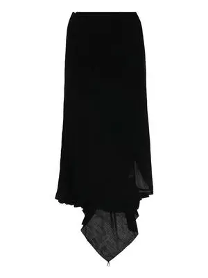 YEHUAFAN Asymmetric-hem Skirt - Black