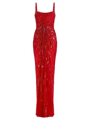 Jenny Packham Sequin Embellished Chrissy Gown - Red