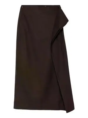 Séfr Button Slit Skirt - Brown