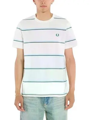 Fred Perry Fine-stripe Cotton T-shirt White