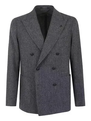 Tagliatore Herringbone Double-breasted Jacket - Grey