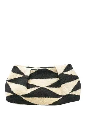 SENSI STUDIO Sisal Geometric Clutch Bag - Neutrals