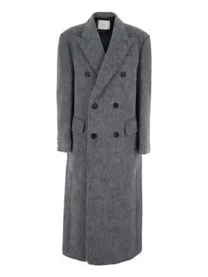 DUNST DUNST Double-Breasted Peak-Lapel Coat Grey