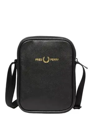 Fred Perry Scotchgrain Leather Side Bag - Black