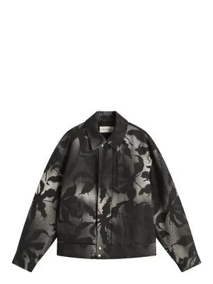Dries Van Noten Spray Flower Print Cotton Shirt Jacket - Black