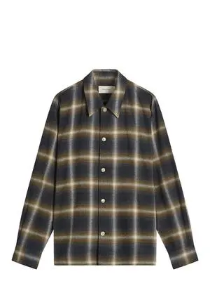 SECOND / LAYER Logan Ombre Long Sleeve Check Shirt - Olive Check
