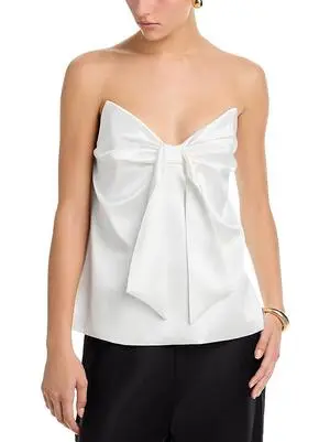 LUCY PARIS Strapless Bow Top - White